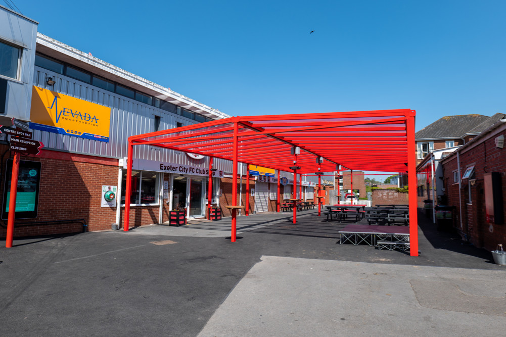 A New Canopy Covered Fan Zone At Exeter City Football Club